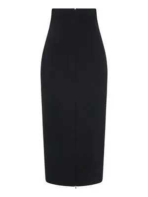 THE ROW Iphora Skirt Full Length Column Wool Skirt - Black