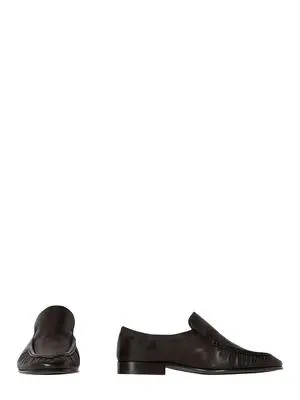 THE ROW Soft Moccasin Two Loafers - Lacquer Brown