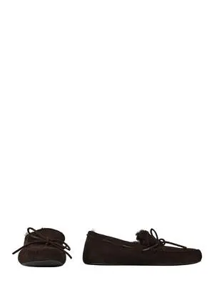 THE ROW Lucca Slipper In Soft Lambskin Suede - Lacquer Brown
