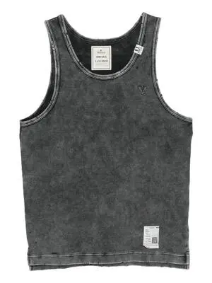 Mihara Yasuhiro Distressed Waffle-knit Tank Top - Black