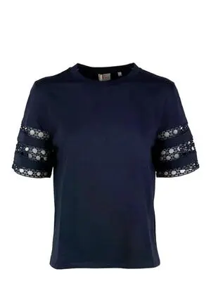 Marella Guipure Lace Insert T-shirt - Blue