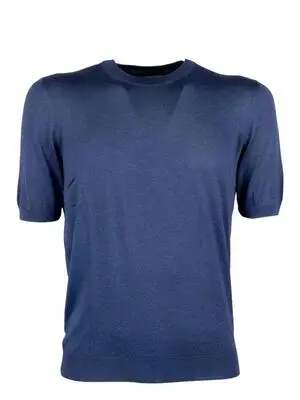 Tagliatore Short Sleeve Knitted T-shirt - Blue
