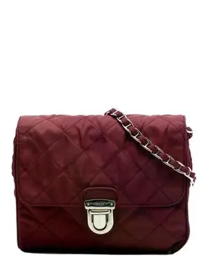 Prada Tessuto Impuntu Chain Crossbody Bag - Red