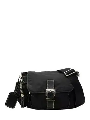 Prada Tessuto Buckle Messenger Bag - Black