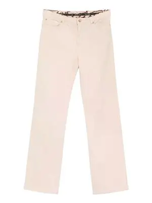 Roberto Cavalli 2000s Logo Plaque Trousers - Neutrals
