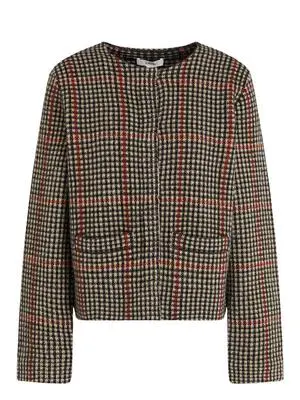 Vince Prince Of Wales Checked Wool And Cashmere-blend Jacket - Black