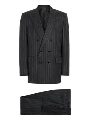 TOM FORD Doublebreasted Pinstriped Cupro And Silkblend Twill Suit - Charcoal