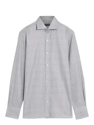 TOM FORD Prince Of Wales Checked Cottonpoplin Shirt Gray