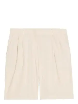 Theory Lynie Pleated Linen-blend Shorts - Ecru