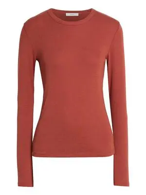 Vince Pima Cotton And Modal-blend Jersey Top - Brick