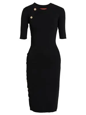 Altuzarra Ribbed Knit Dress With Button Detail - Black