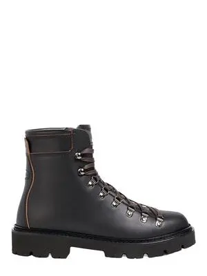 Bally Wardel Leather Combat Boots - Black
