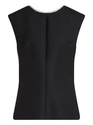 RÓHE Crystal-embellished Grain De Poudre Wool-blend Top - Black