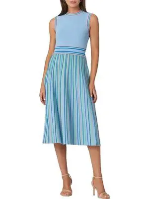 Shoshanna Maidstone Stripe Knit Midi Dress - Sky Blue