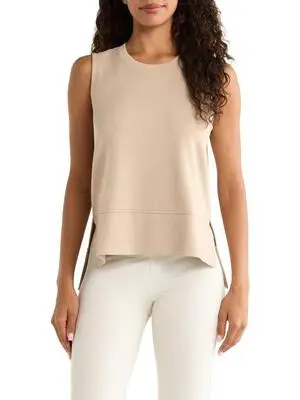 Spanx Lightweight Crewneck Tank With High-low Hem - Dune