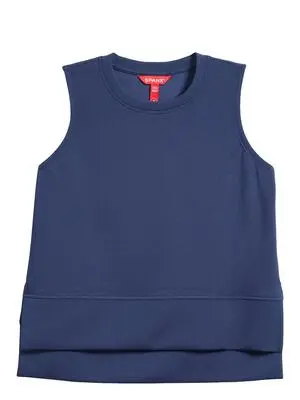 Spanx Lightweight Crewneck Tank With High-low Hem - Timeless Navy