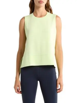 Spanx Lightweight Crewneck Tank With High-low Hem - Zest