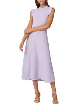 Shoshanna Pointelle Knit Tucker Midi Dress - Lilac