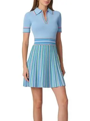 Shoshanna Maidstone Stripe Knit Libby Dress - Sky Blue