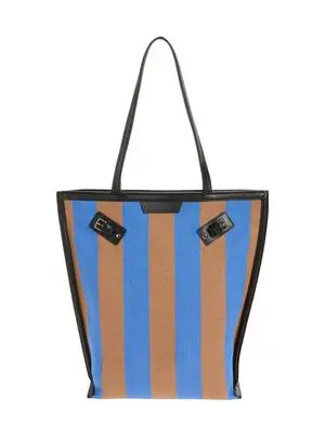 Proenza Schouler North/south Days Stripe Canvas Tote - Sapphire/rust