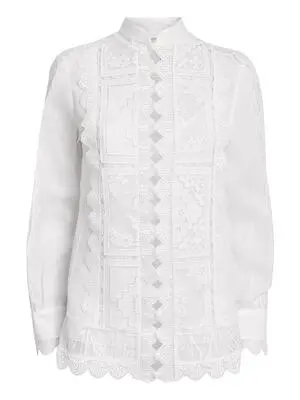 Zimmermann Ramie Lace Aster Blouse - Ivory