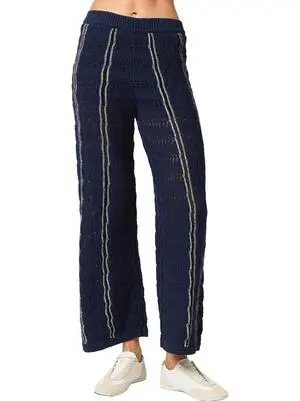 Central Park West Amber Novelty Stitch Sweater Pant - Navy