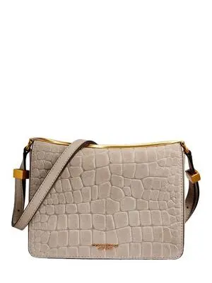 Donna Karan New York Jericho Croc-effect Suede Shoulder Bag - Moth