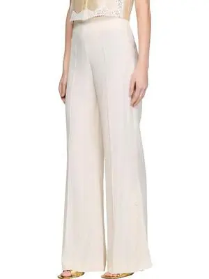 Sandro Buttoned Slit Wide-leg Trousers - Ecru