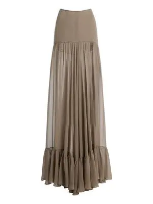 HARITHAND Regina Silk Georgette Fluid Maxi Skirt - Grey