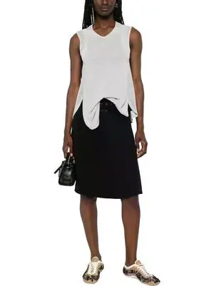 Giorgio Armani Silk Belted Midi Skirt - Black