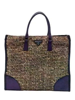 Prada Cinghiale Trimmed Viscose Flat Tote Bag - Brown