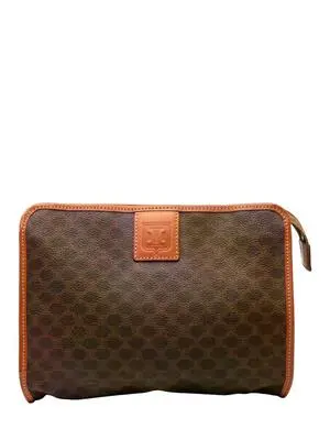 Celine Macadam Coated Canvas Clutch Bag - Brown