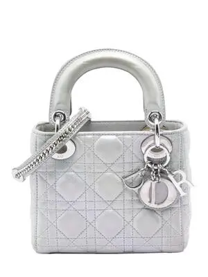 Dior Christian Dior Mini Lady Dior Satchel Silver
