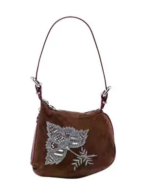 Fendi Sequin And Crystal Embellished Suede Shoulder Bag - Brown
