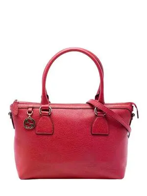 Gucci Gg Charm Satchel In Calfskin - Red