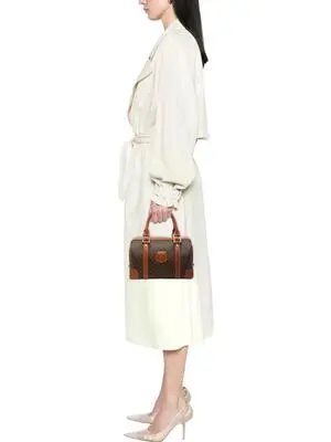 Celine Macadam Coated Canvas Boston Bag - Brown