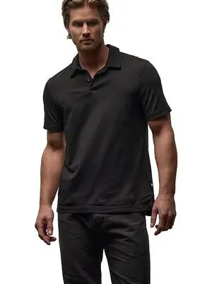 JAMES PERSE Sueded Jersey Polo - Black