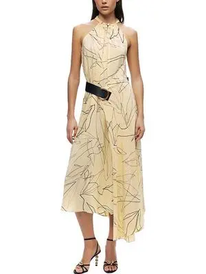 NOCTURNE Printed Halterneck Midi Dress - Multi-colored