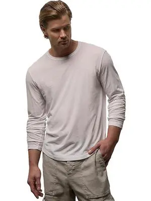 JAMES PERSE Shirttail Hem Crew Tee White
