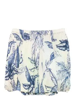 CLIPS Leaf Print Off-shoulder Top - Neutrals