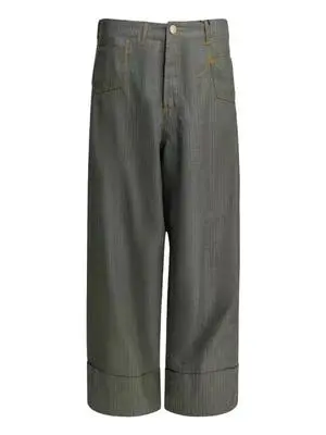 Junya Watanabe Pinstripe Contrast Stitch Trousers - Grey