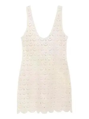 MC2 SAINT BARTH Raya Sequin-embellished Crochet Knit Top - Neutrals