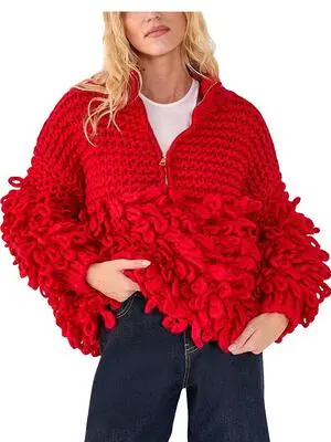 NASTY GAL Nasty Gal Chunky Loopy Quarter Zip Sweater