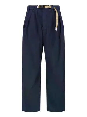 WHITE SAND Belted Pleated Trousers - Blue