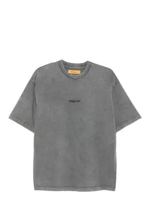REPLAY Logo-embroidered Acid-wash T-shirt - Grey