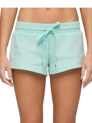 EDIKTED Baila Waffle Shorts - Aqua
