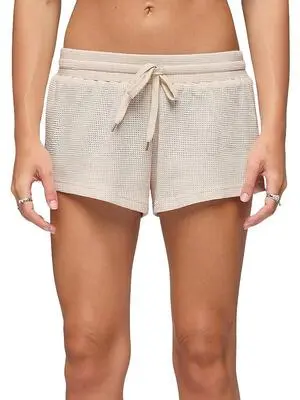 EDIKTED Baila Waffle Shorts - Stone