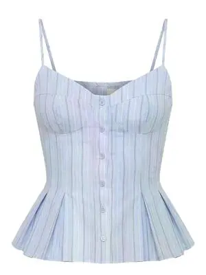 NICHOLAS Staci Spaghetti-strap Peplum Top - Blue