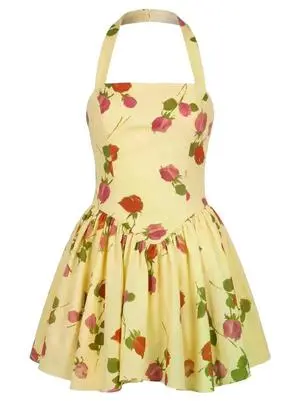 NICHOLAS Amalie Floral-print Halterneck Dress - Yellow