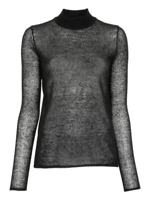 Barbara Bui Mock Neck Sheer Sweater - Black